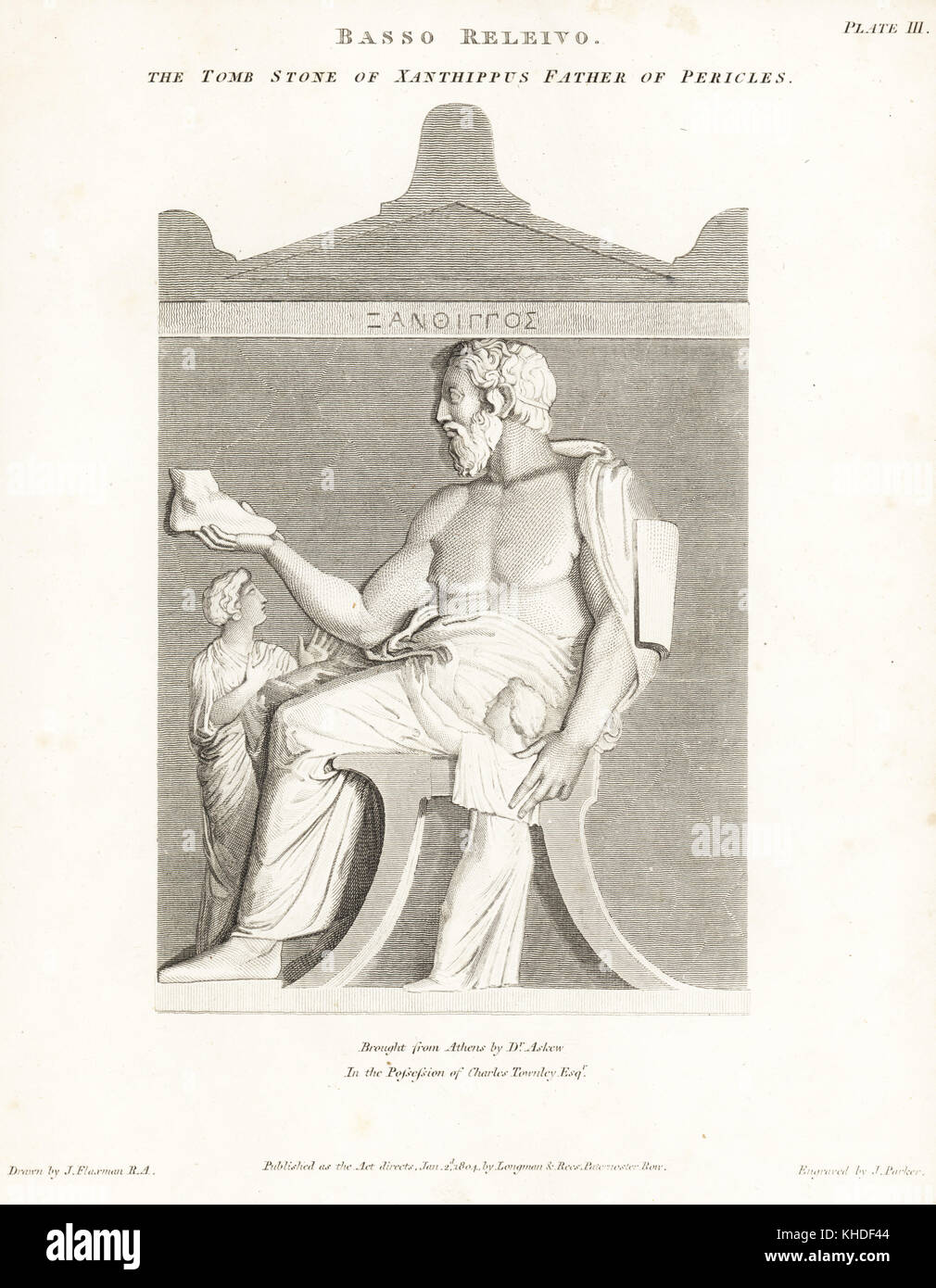 Xanthippus, father of Pericles, from a bas relief on his tombstone in ...