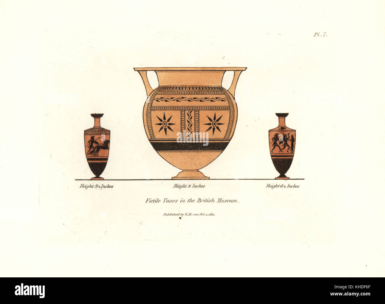 Fictile vases in the British Museum. Vases in red clay with black ...