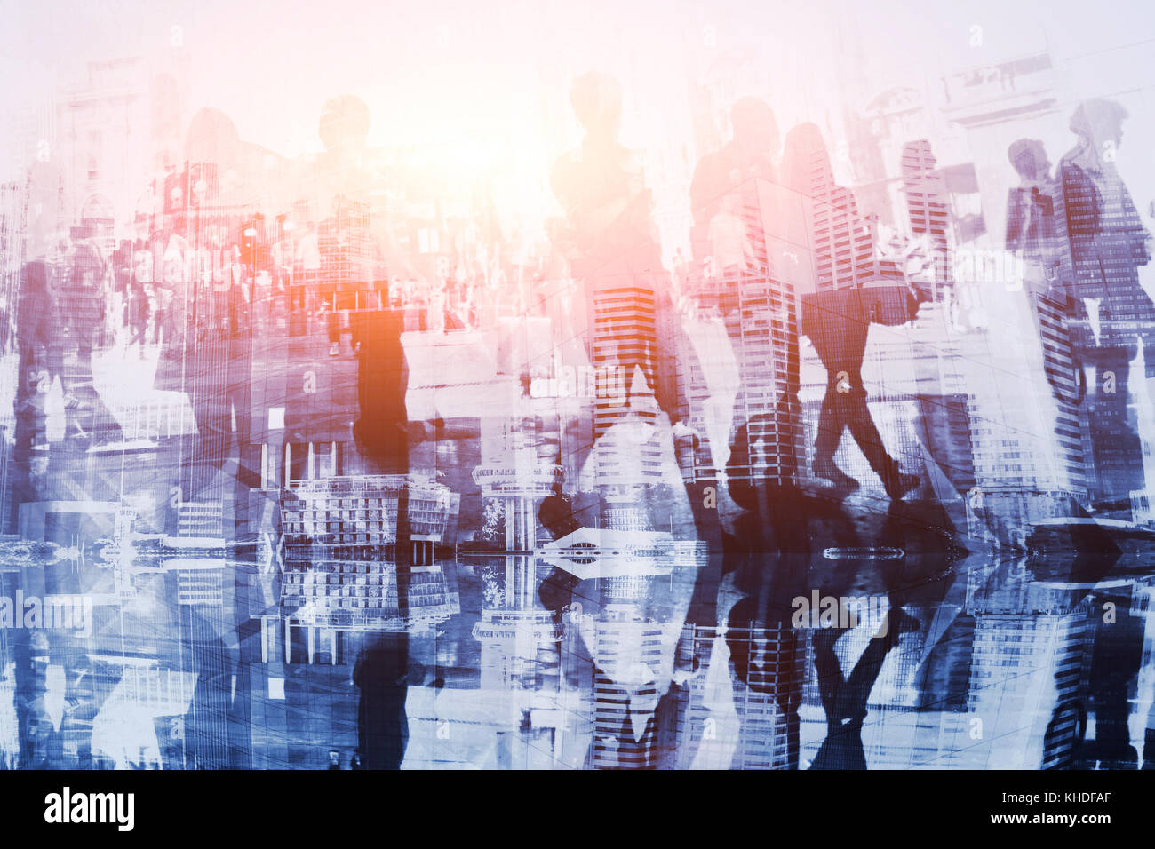 silhouettes of business people, abstract crowd double exposure Stock ...