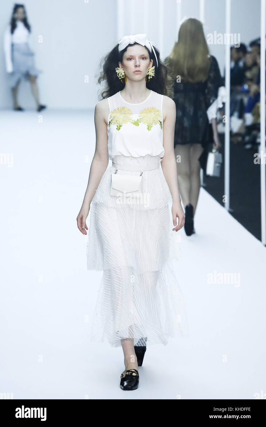 A model on the catwalk at the Y-Vision show during Shanghai Fashion ...