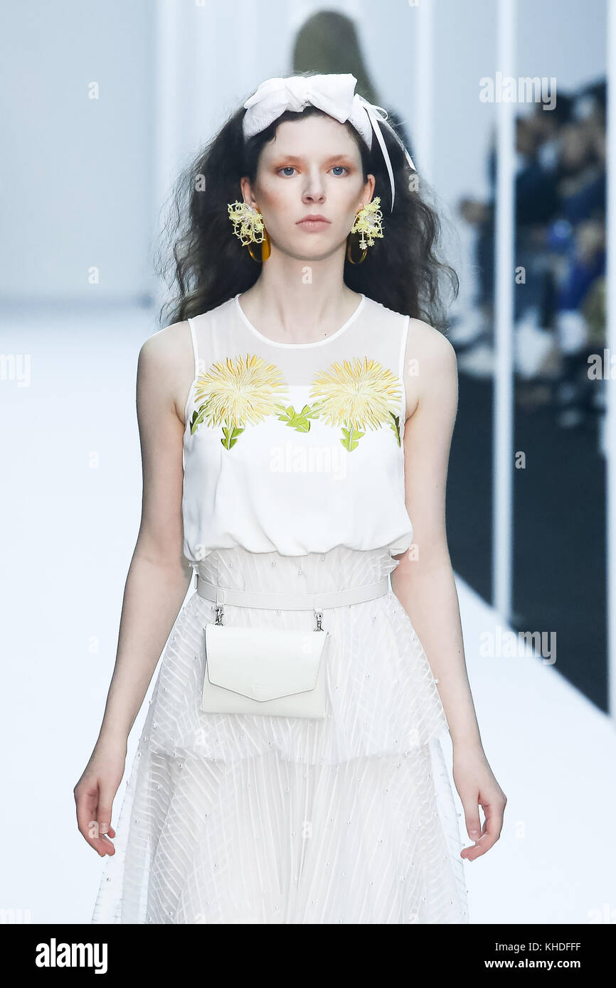 A model on the catwalk at the Y-Vision show during Shanghai Fashion ...