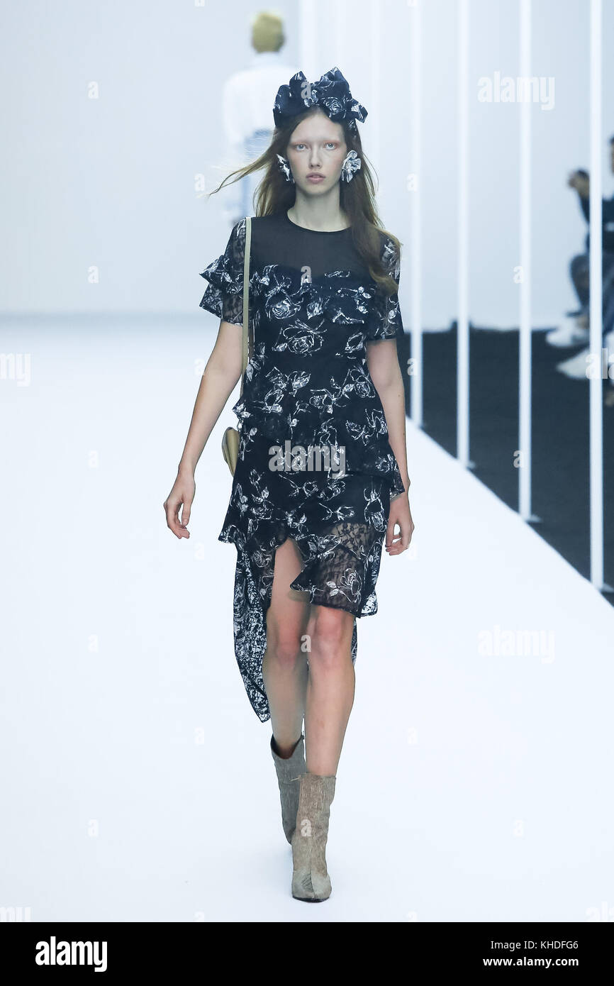 A model on the catwalk at the Y-Vision show during Shanghai Fashion ...