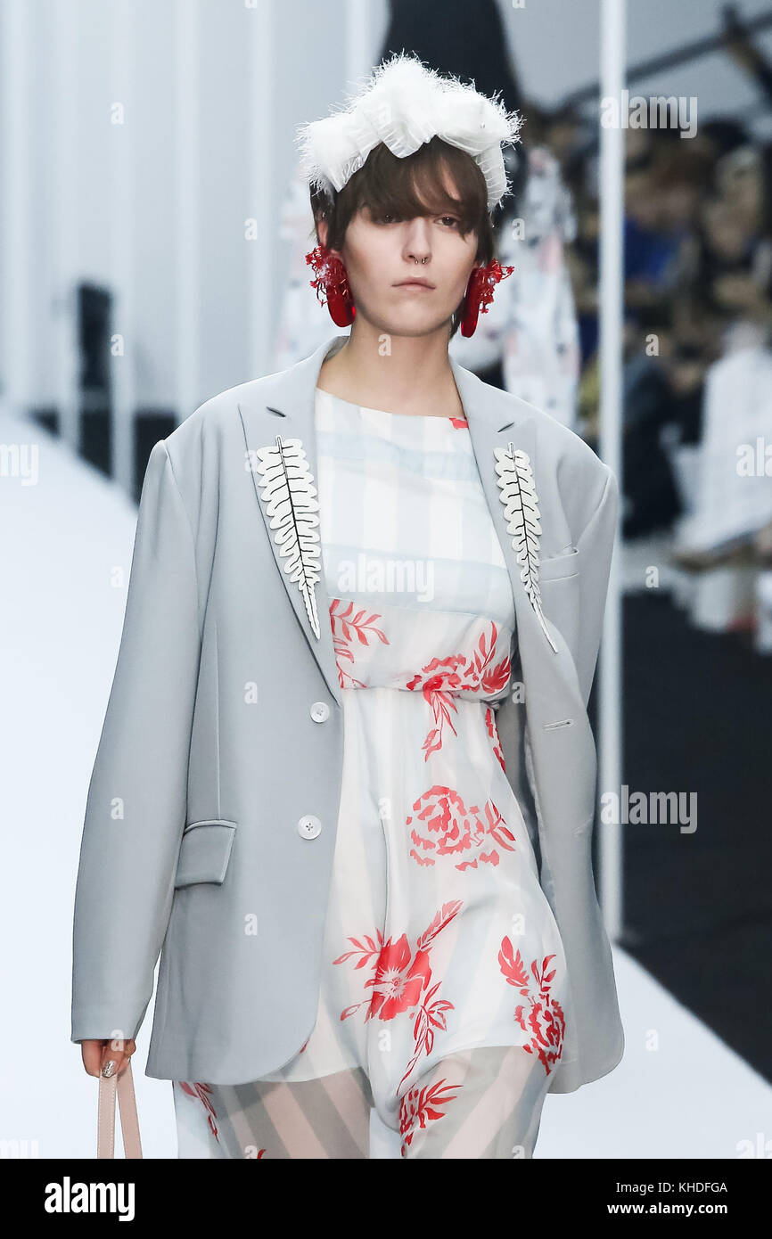 A model on the catwalk at the Y-Vision show during Shanghai Fashion ...