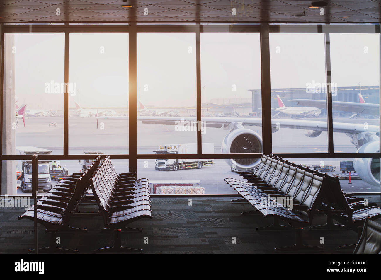 airport modern interior with big windows Stock Photo - Alamy