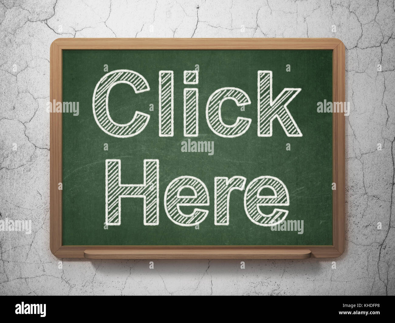 Web design concept: Click Here on chalkboard background Stock Photo - Alamy