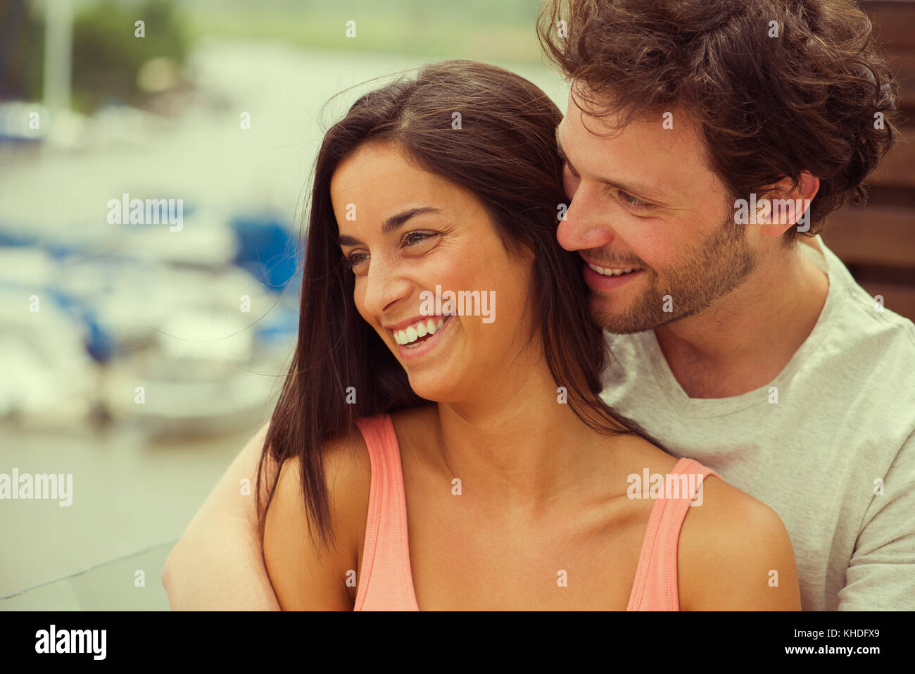 Top view cheerful couple hi-res stock photography and images - Alamy