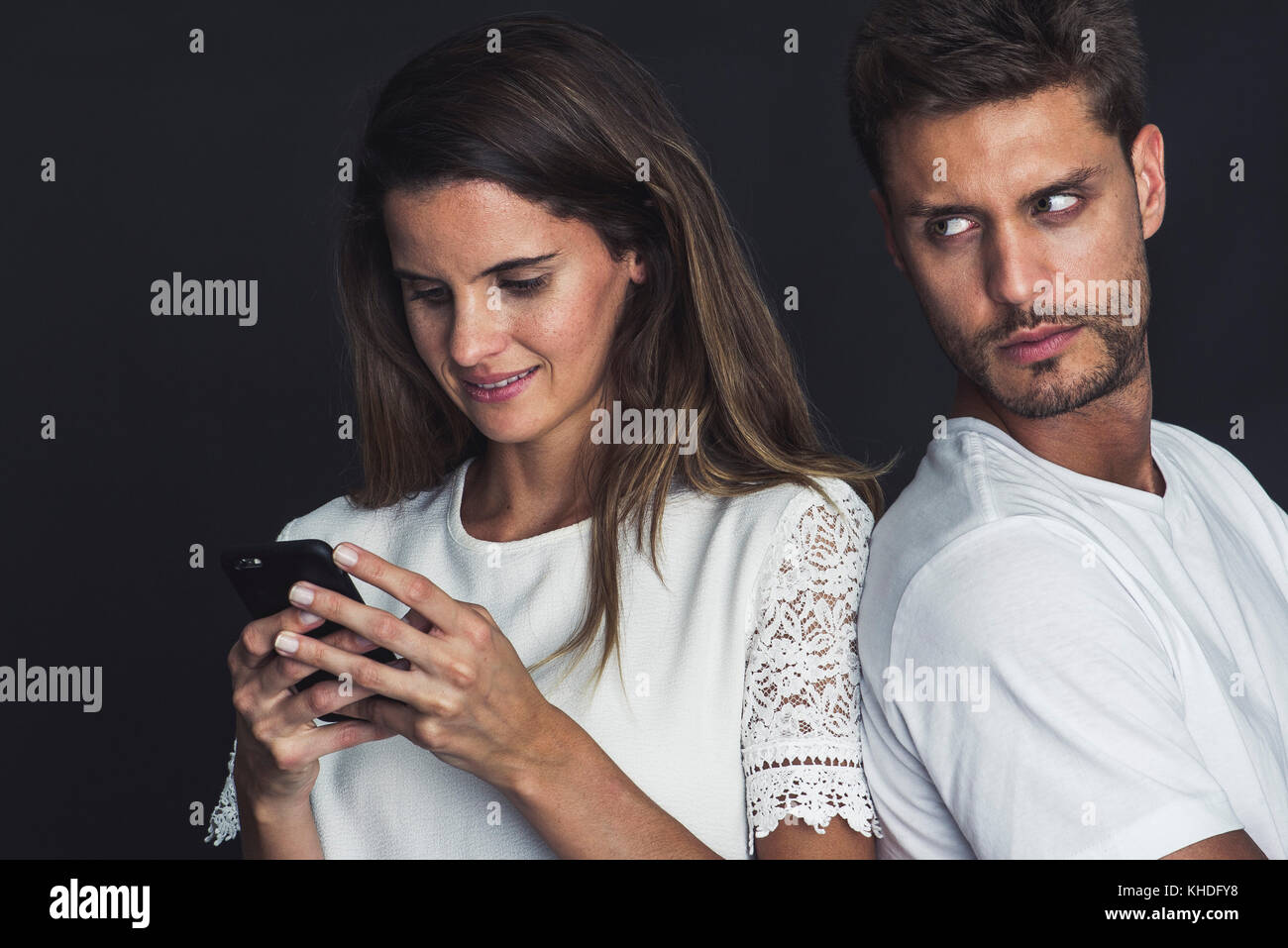 Young couple and impatient woman hi-res stock photography and images ...