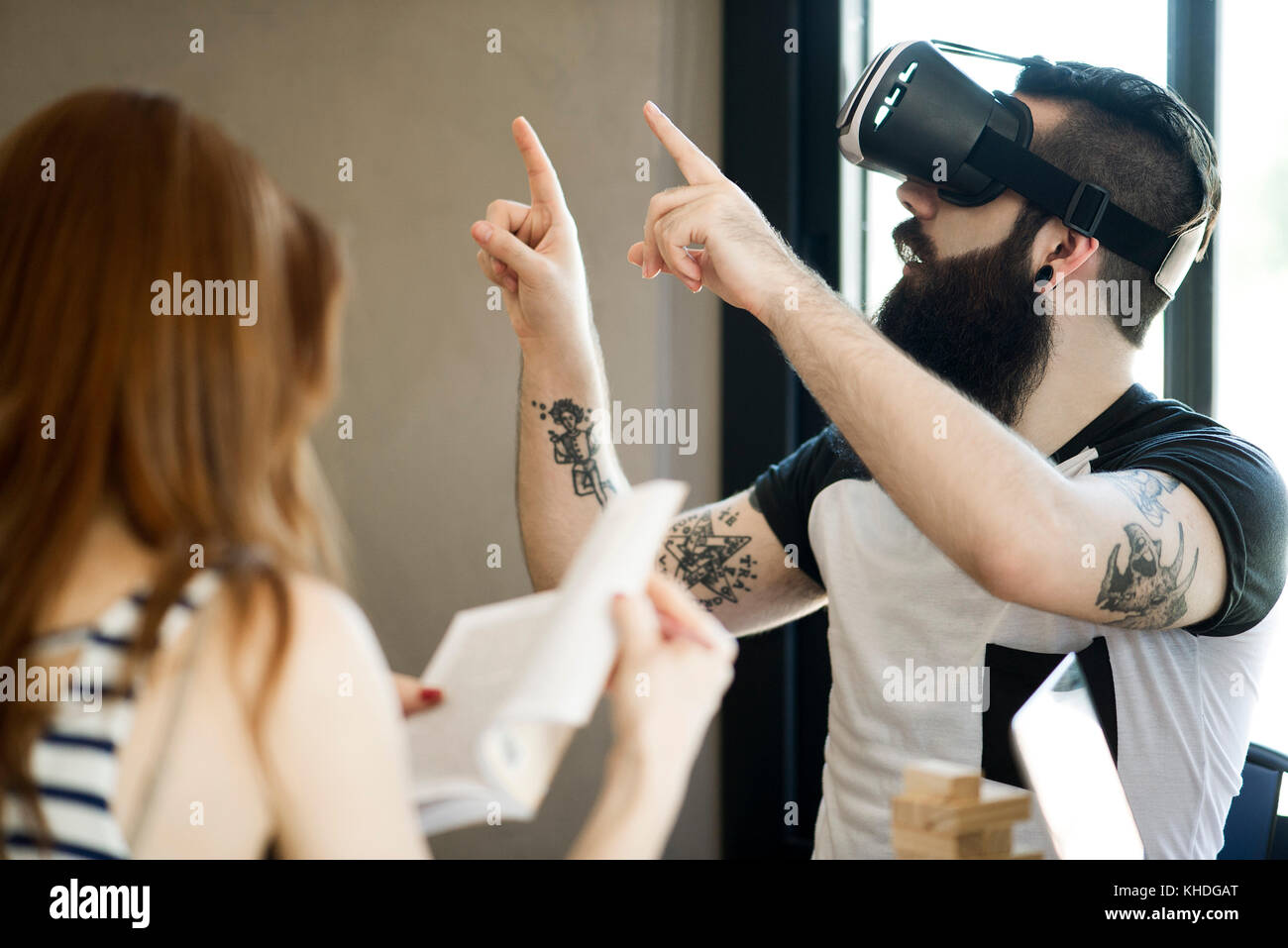Man interacting virtual reality hi-res stock photography and images - Alamy