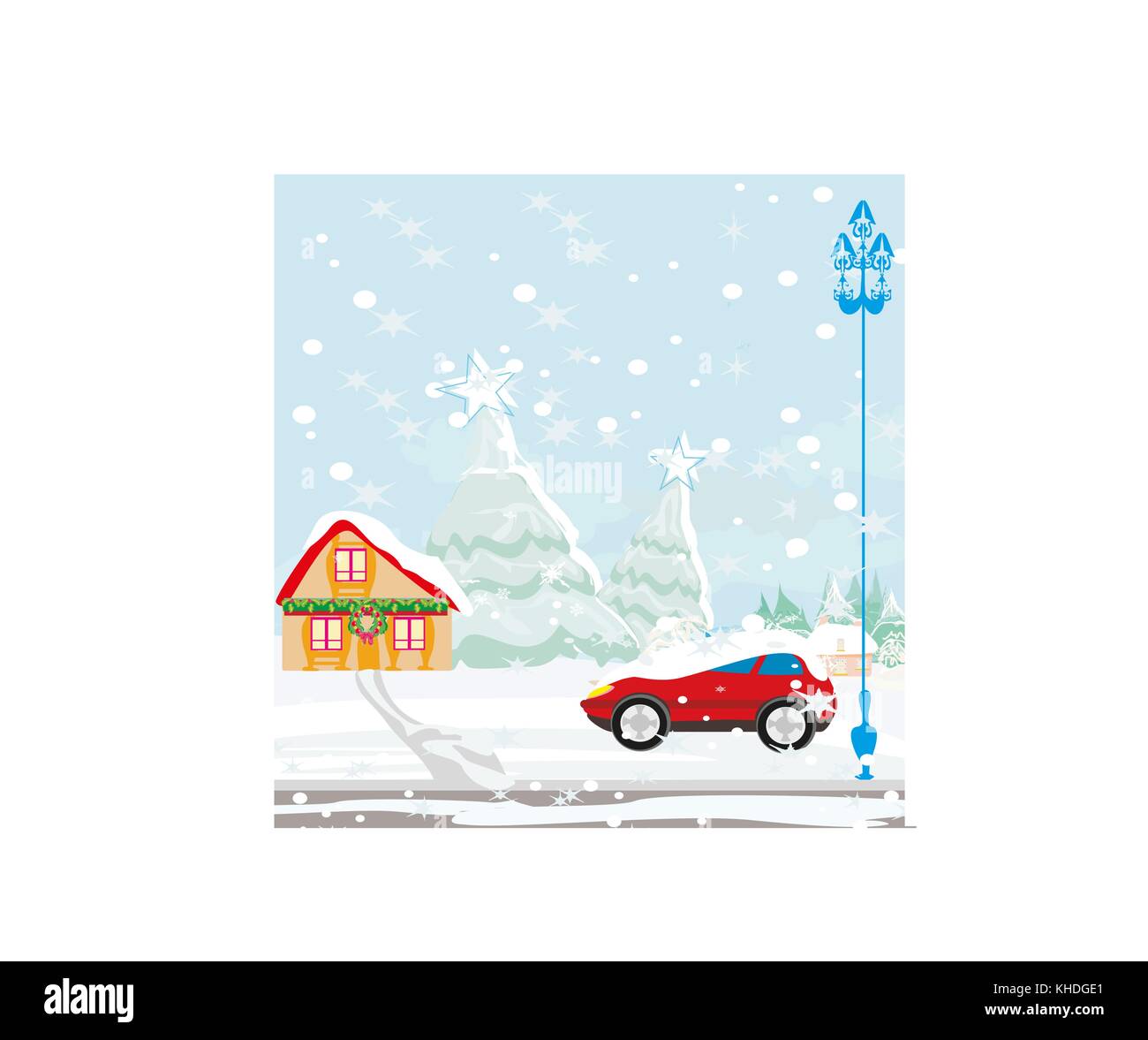 Car Stuck In The Snow Stock Vector Image & Art - Alamy