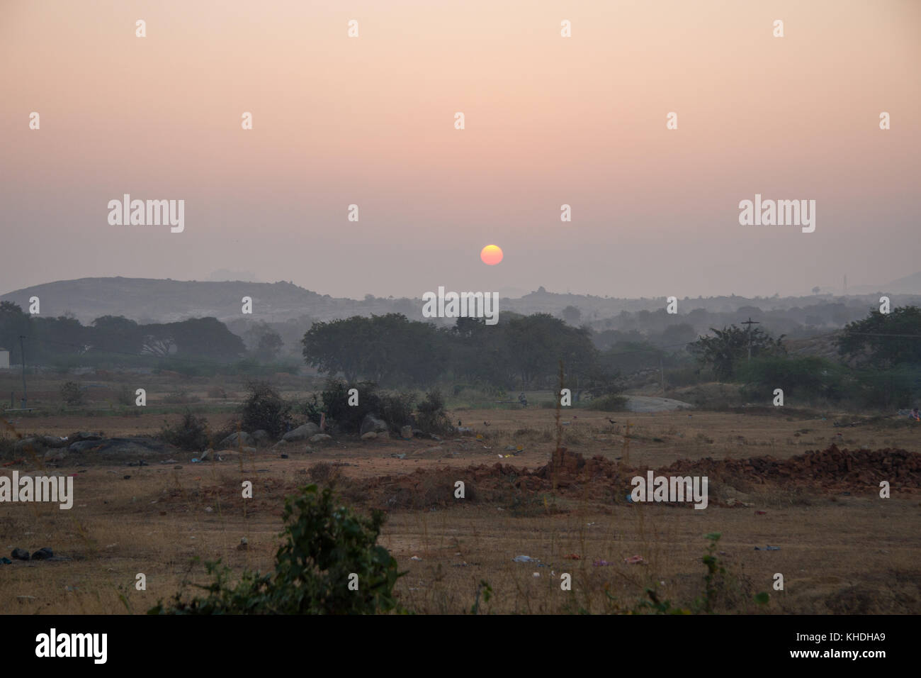 View of An Indian town in Southern India Stock Photo - Alamy