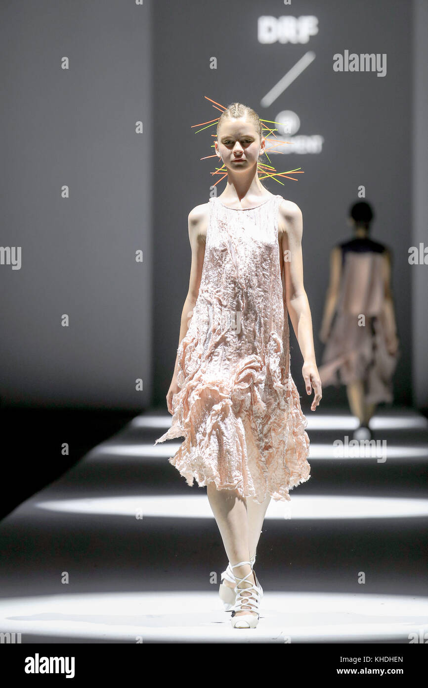 A model on the catwalk at the DRF show during Shanghai Fashion Week ...
