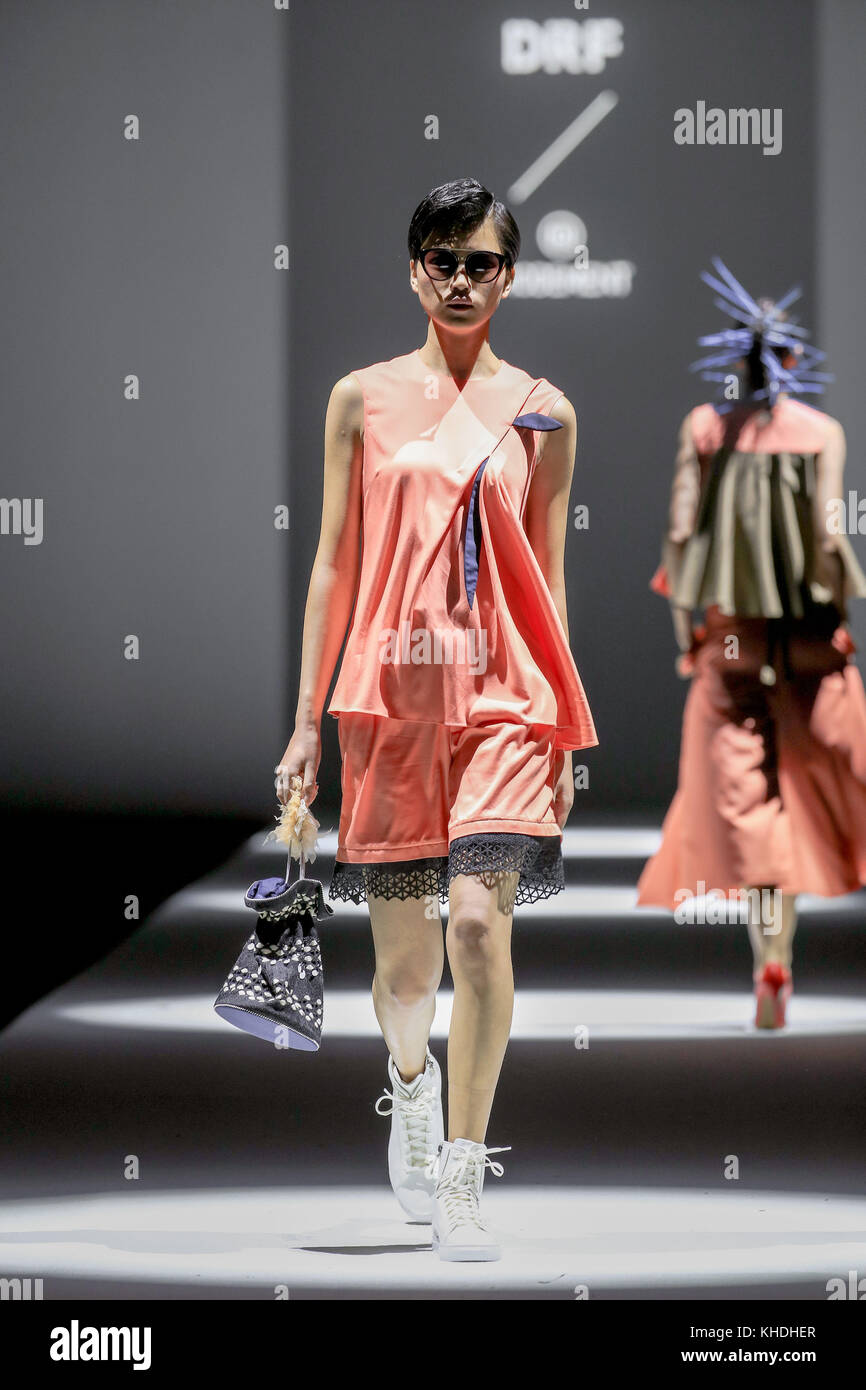 A model on the catwalk at the DRF show during Shanghai Fashion Week ...