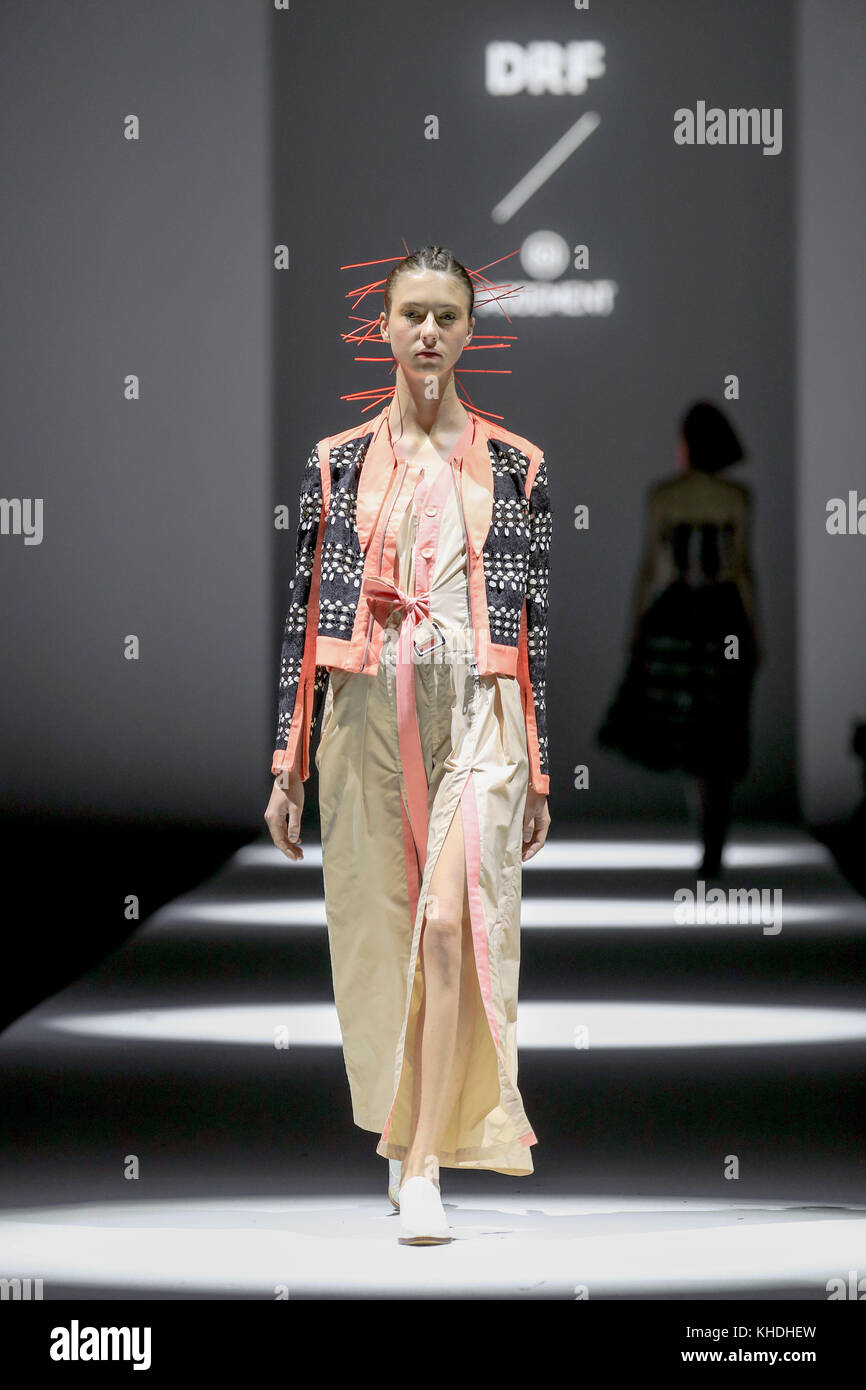 A model on the catwalk at the DRF show during Shanghai Fashion Week ...