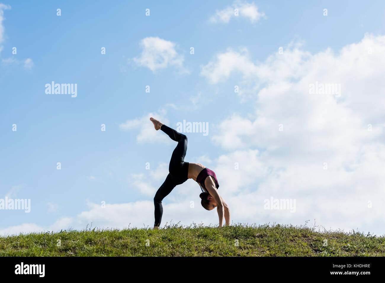 woman in bridge pose Stock Photo - Alamy