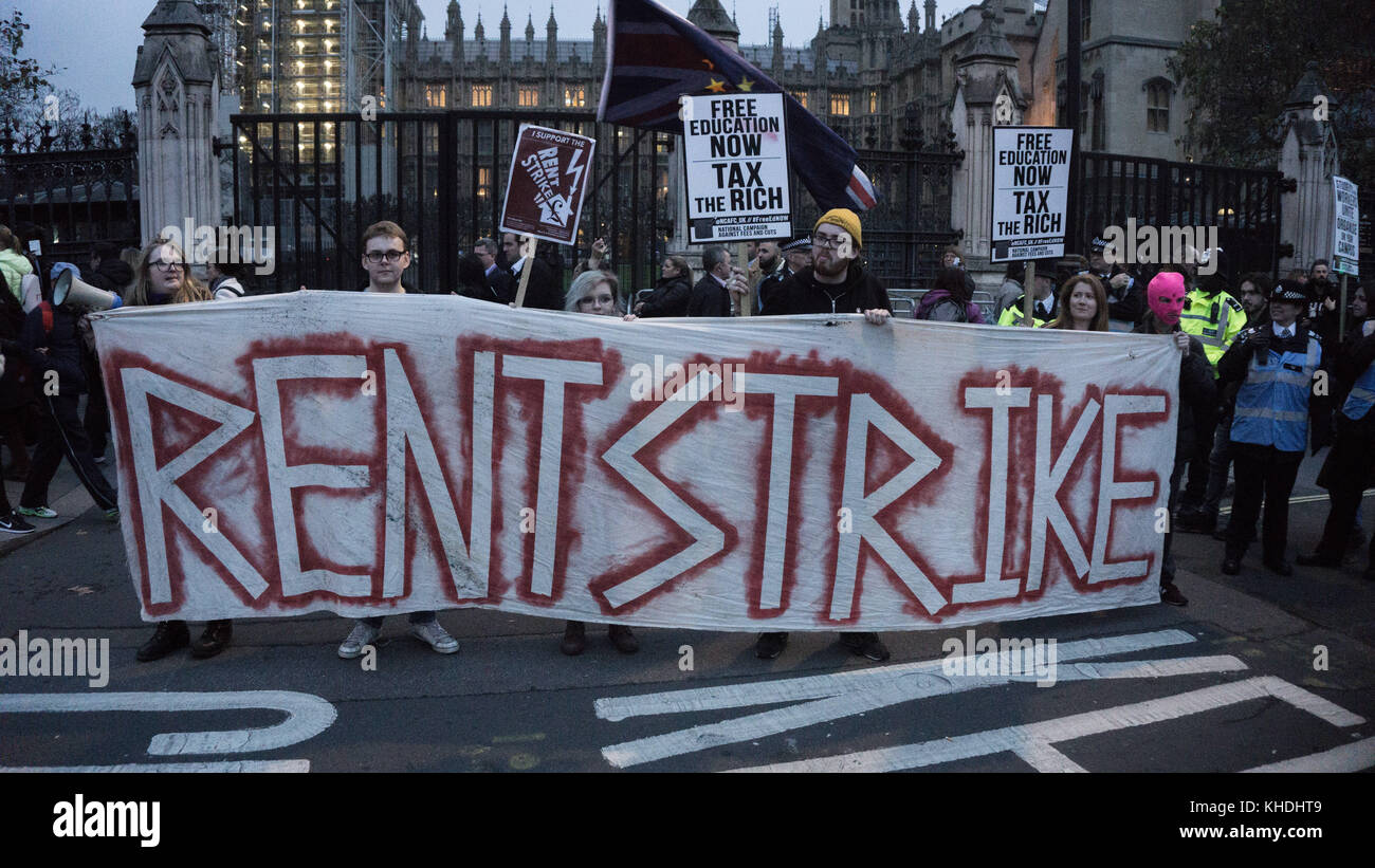 The group Rent Strike outside the house of common when student ...
