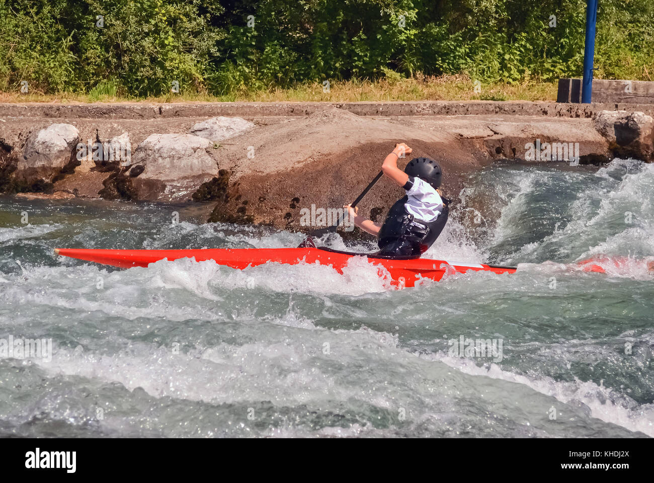 Kayaking rapids and a kayaker during the competition Stock Photo - Alamy
