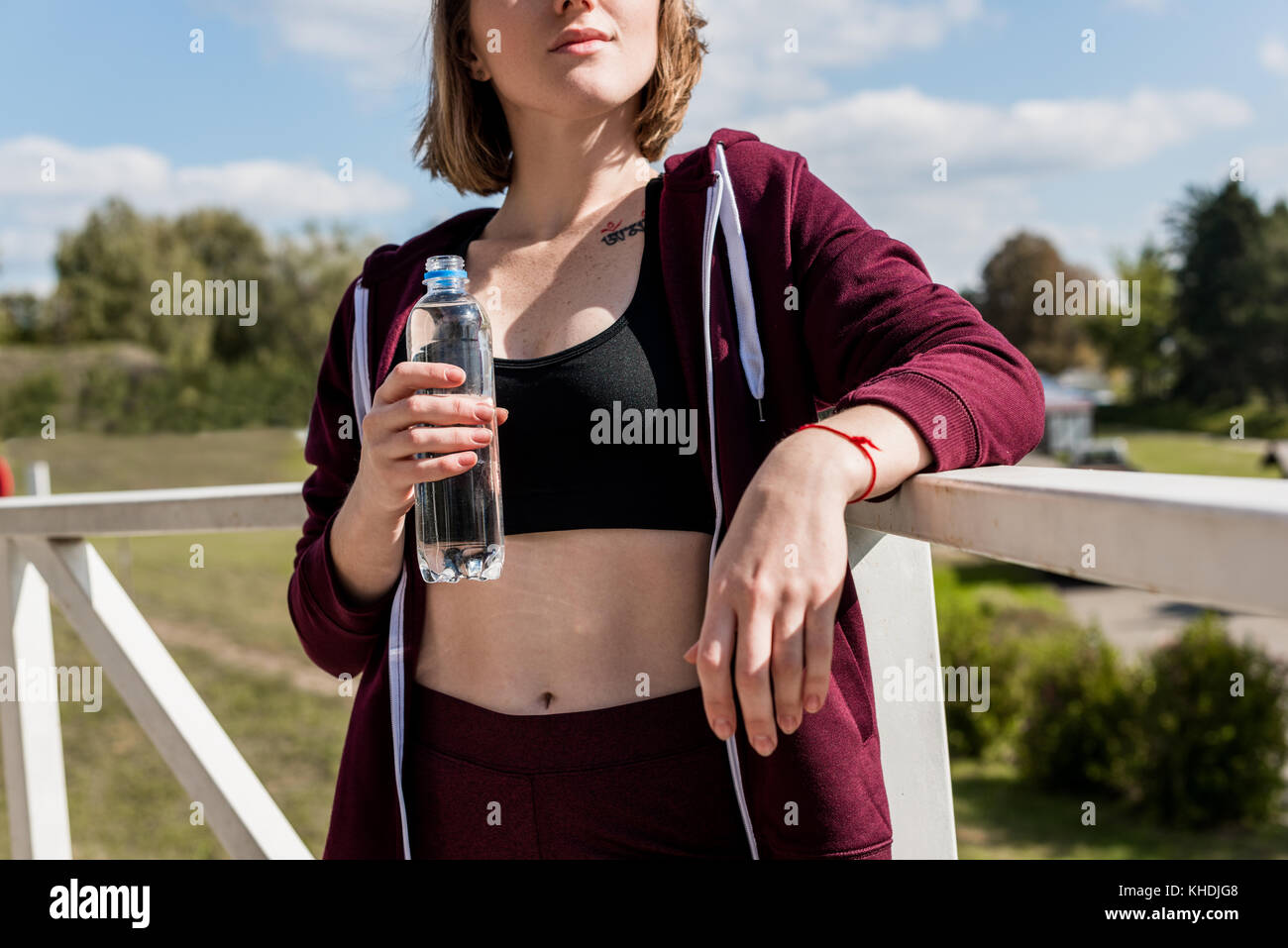 woman relaxing after workout Stock Photo - Alamy