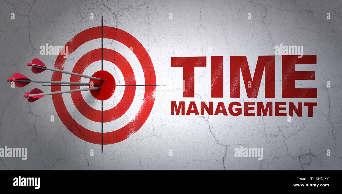 Timeline concept: target and Time Management on wall background Stock ...