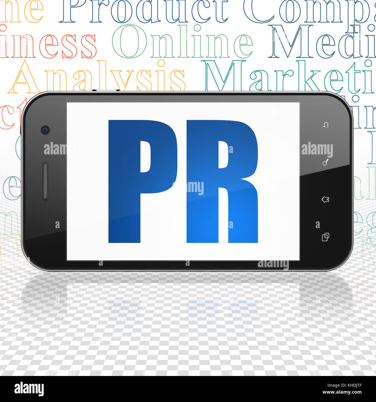 Marketing concept: Smartphone with PR on display Stock Photo - Alamy