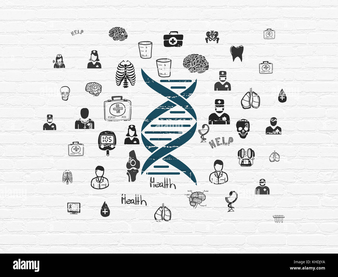 Healthcare concept: DNA on wall background Stock Photo - Alamy