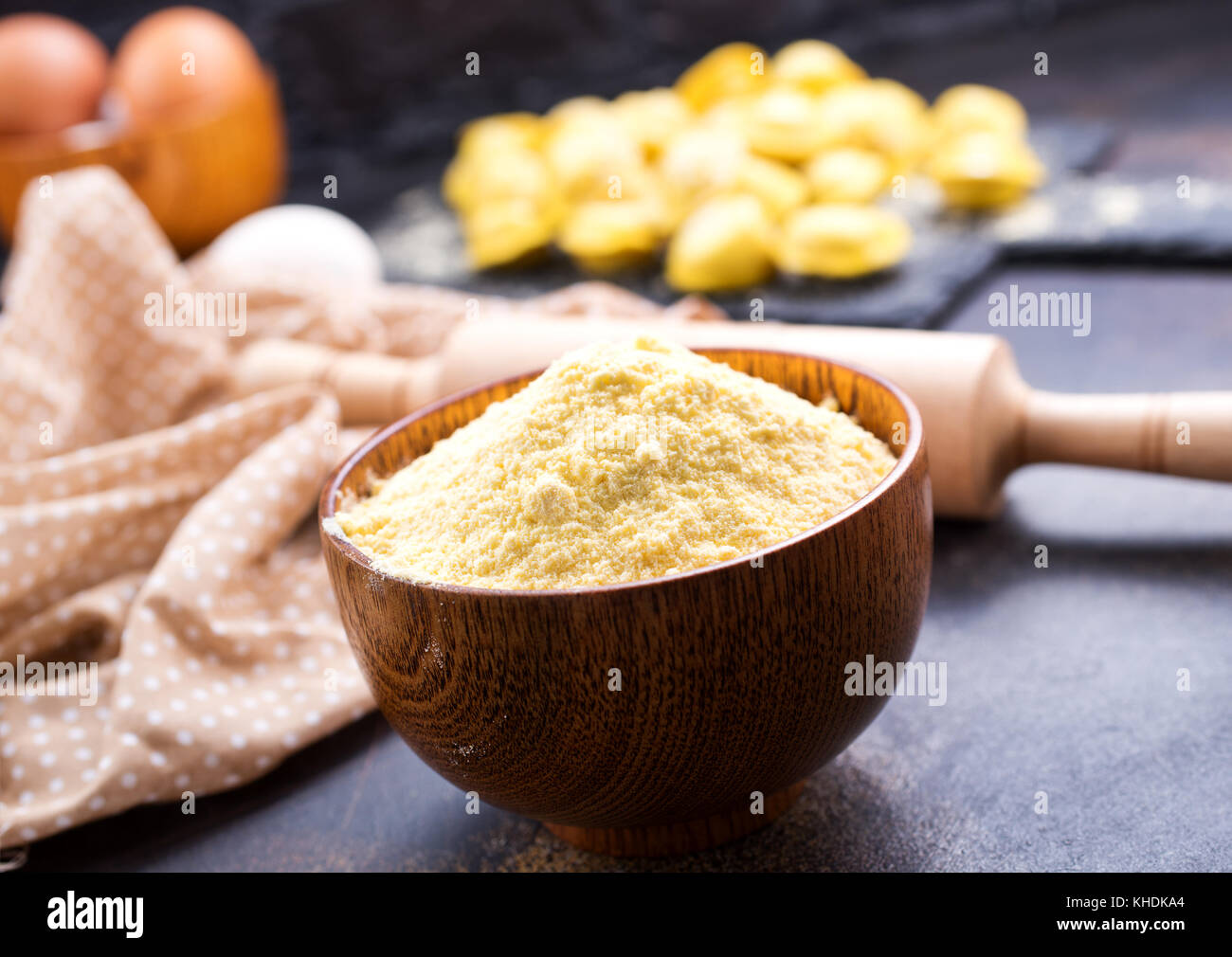 flour in bowl and on a table Stock Photo - Alamy
