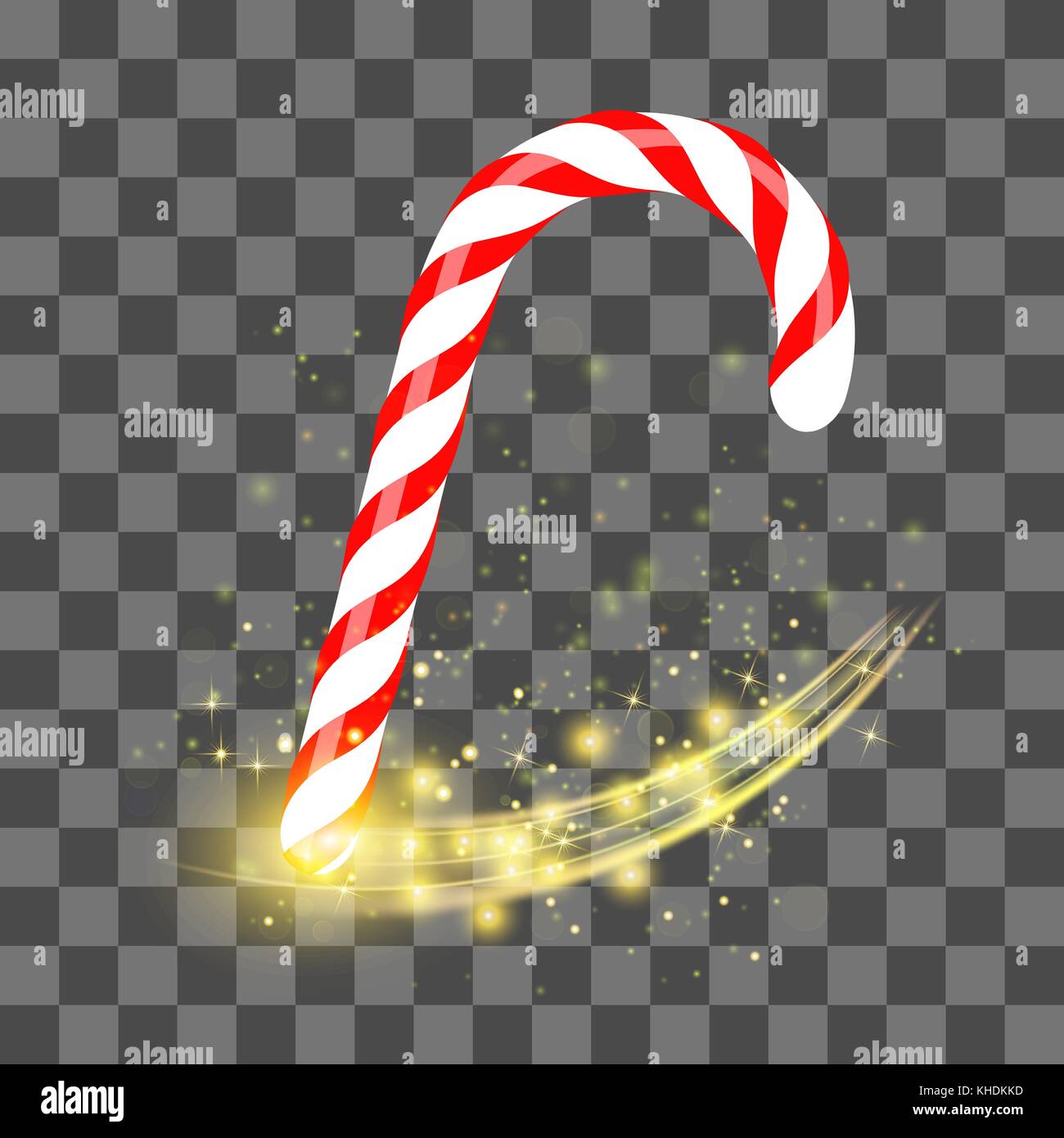 Sweet Striped Candy Cane on Grey Checkered Background Stock Vector ...