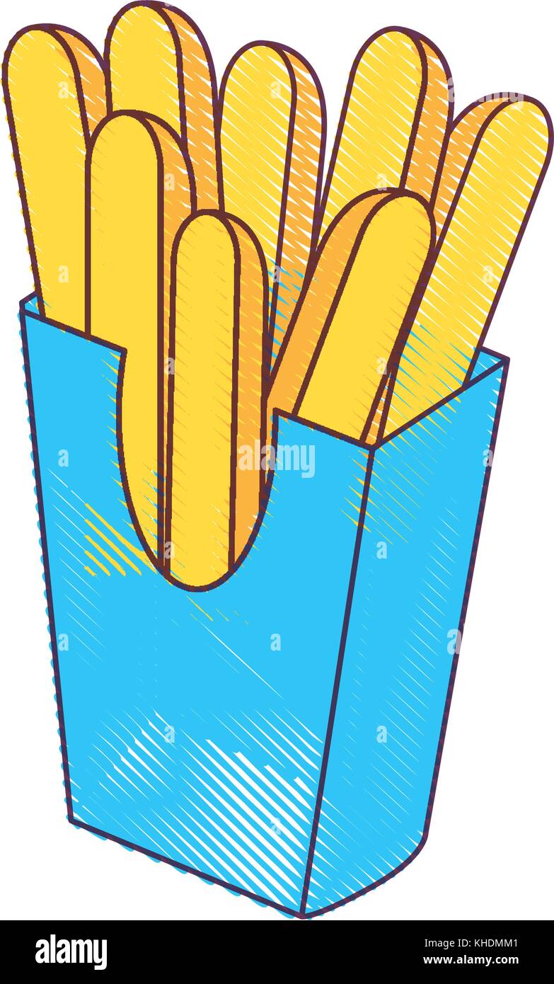 French fries of fast food and urban menu theme Isolated design Vector ...