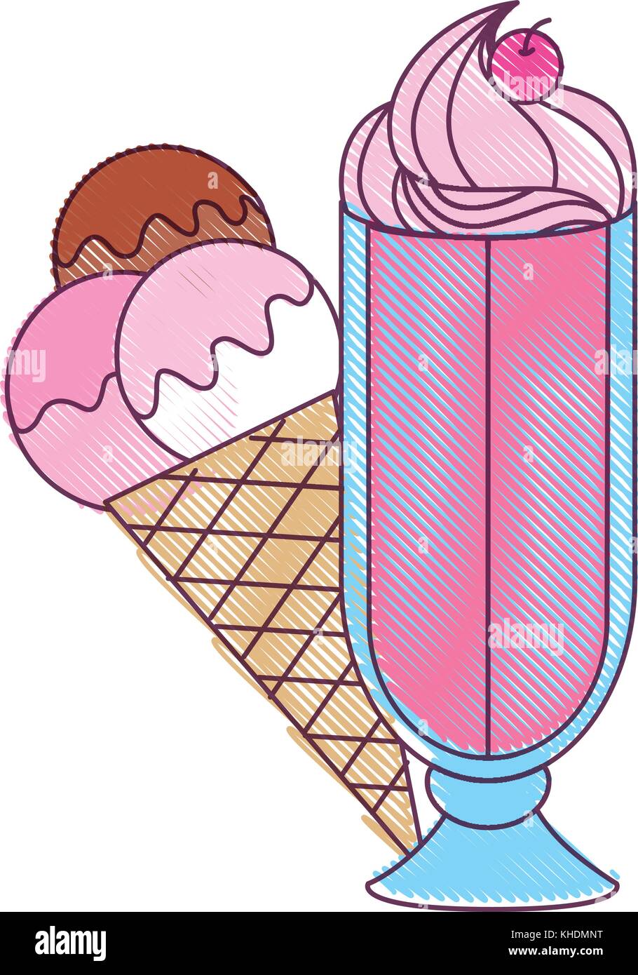 Milkshake of dessert and sweet food theme Isolated design Vector ...
