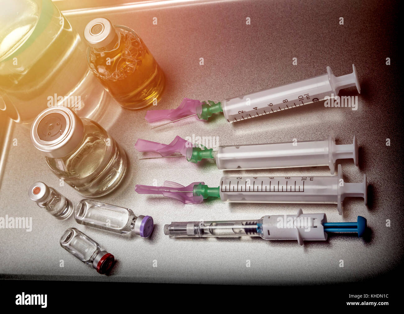Several Vials And Syringe In Laboratory, Conceptual Image Stock Photo - Alamy