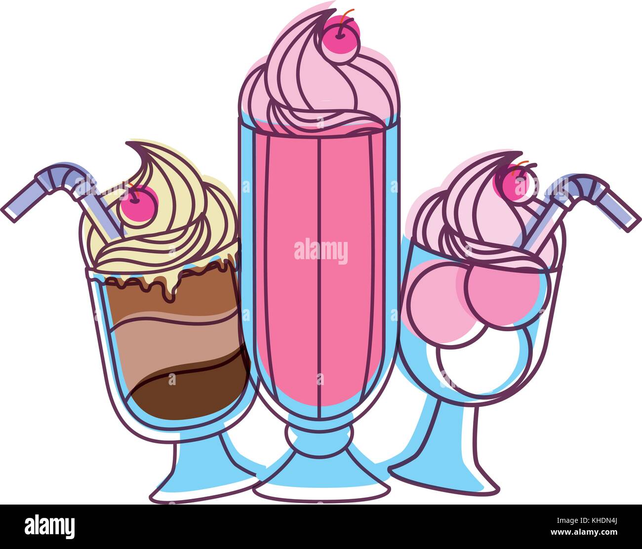 Milkshake of dessert and sweet food theme Isolated design Vector ...
