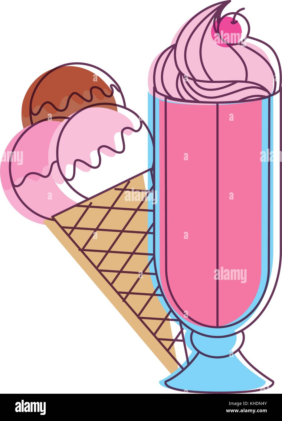 Milkshake of dessert and sweet food theme Isolated design Vector ...