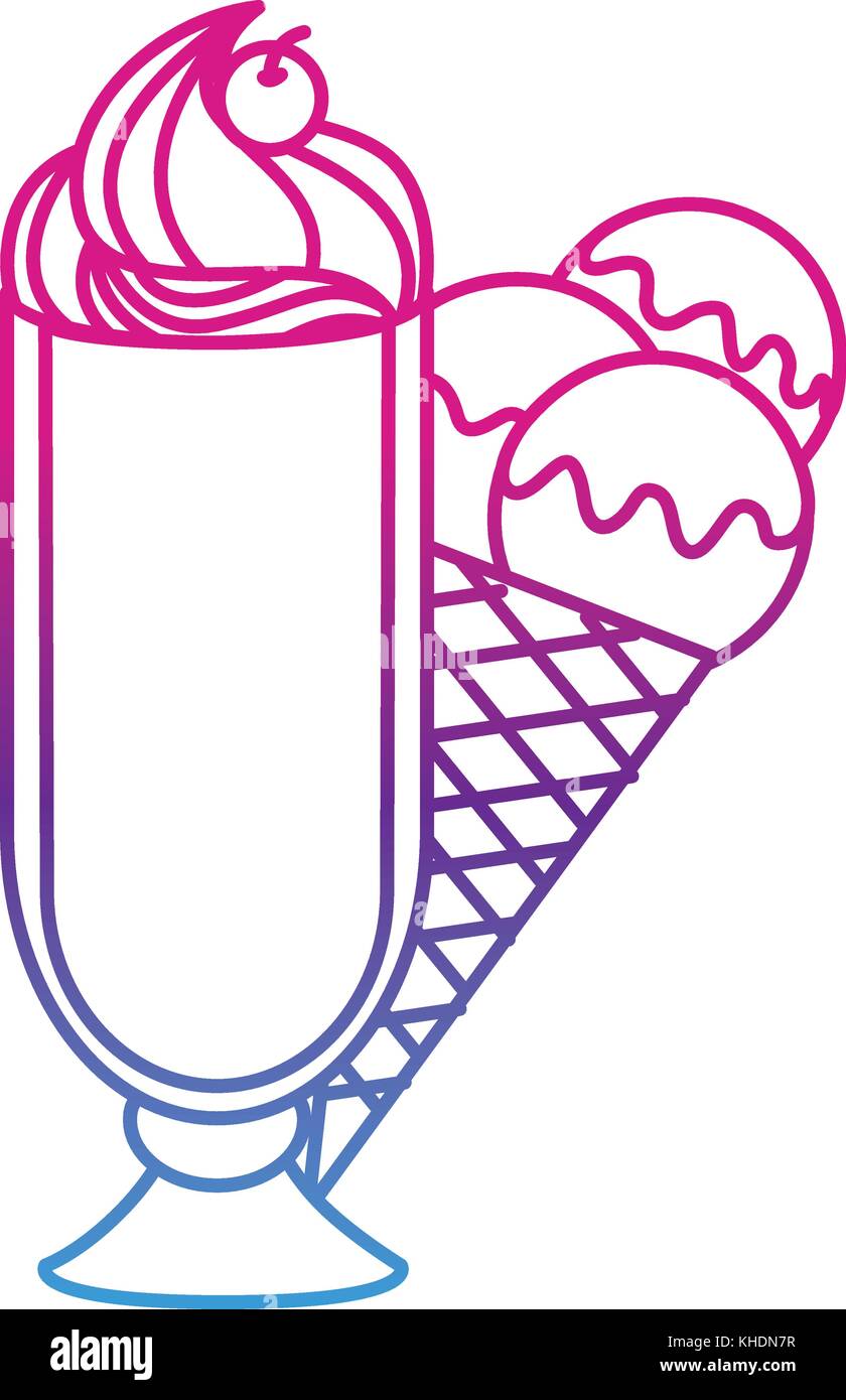 Milkshake of dessert and sweet food theme Isolated design Vector ...