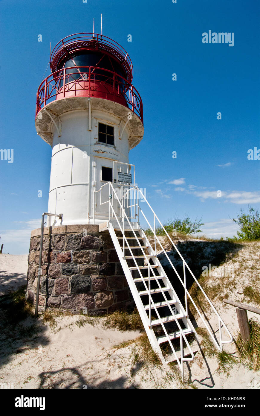 little lighthouse on the beach, blue sky Stock Photo - Alamy