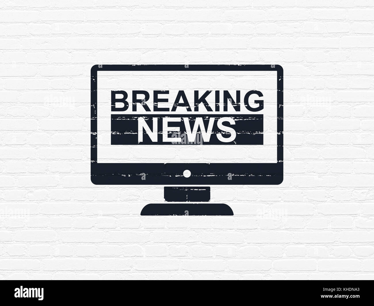 News concept: Breaking News On Screen on wall background Stock Photo ...