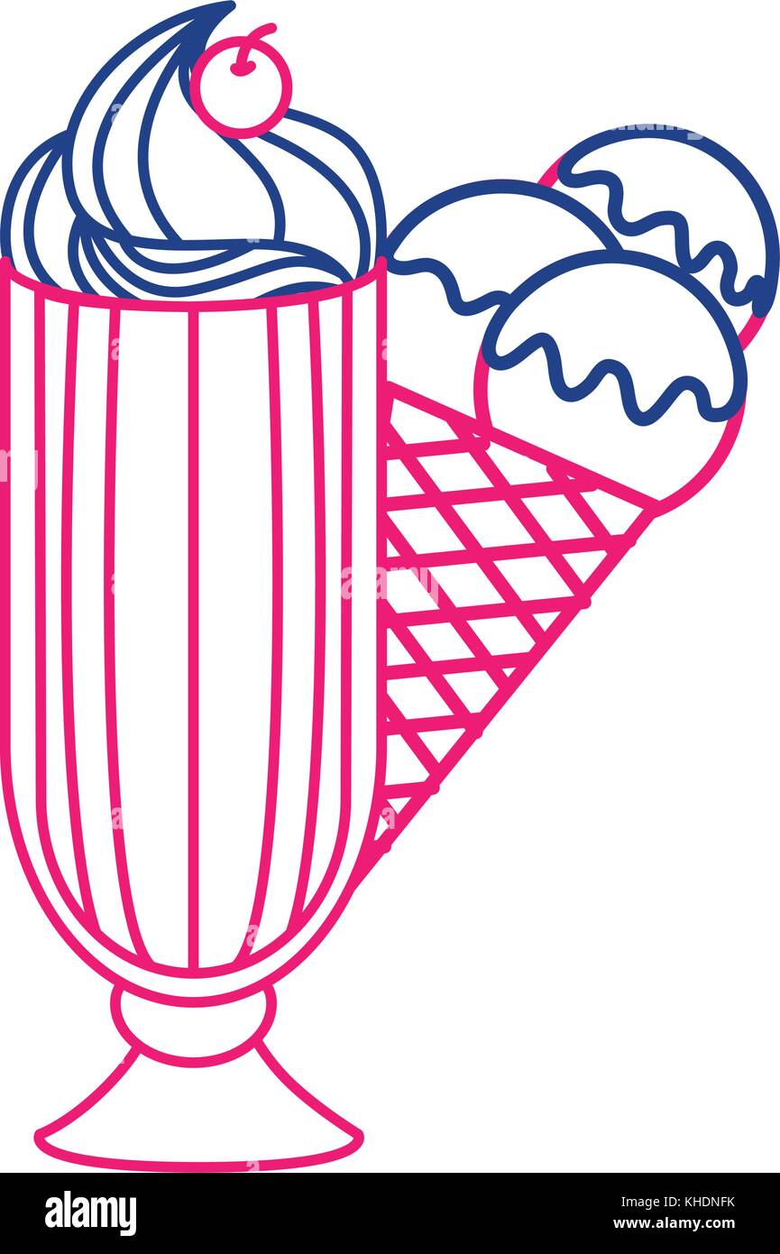 Milkshake of dessert and sweet food theme Isolated design Vector ...