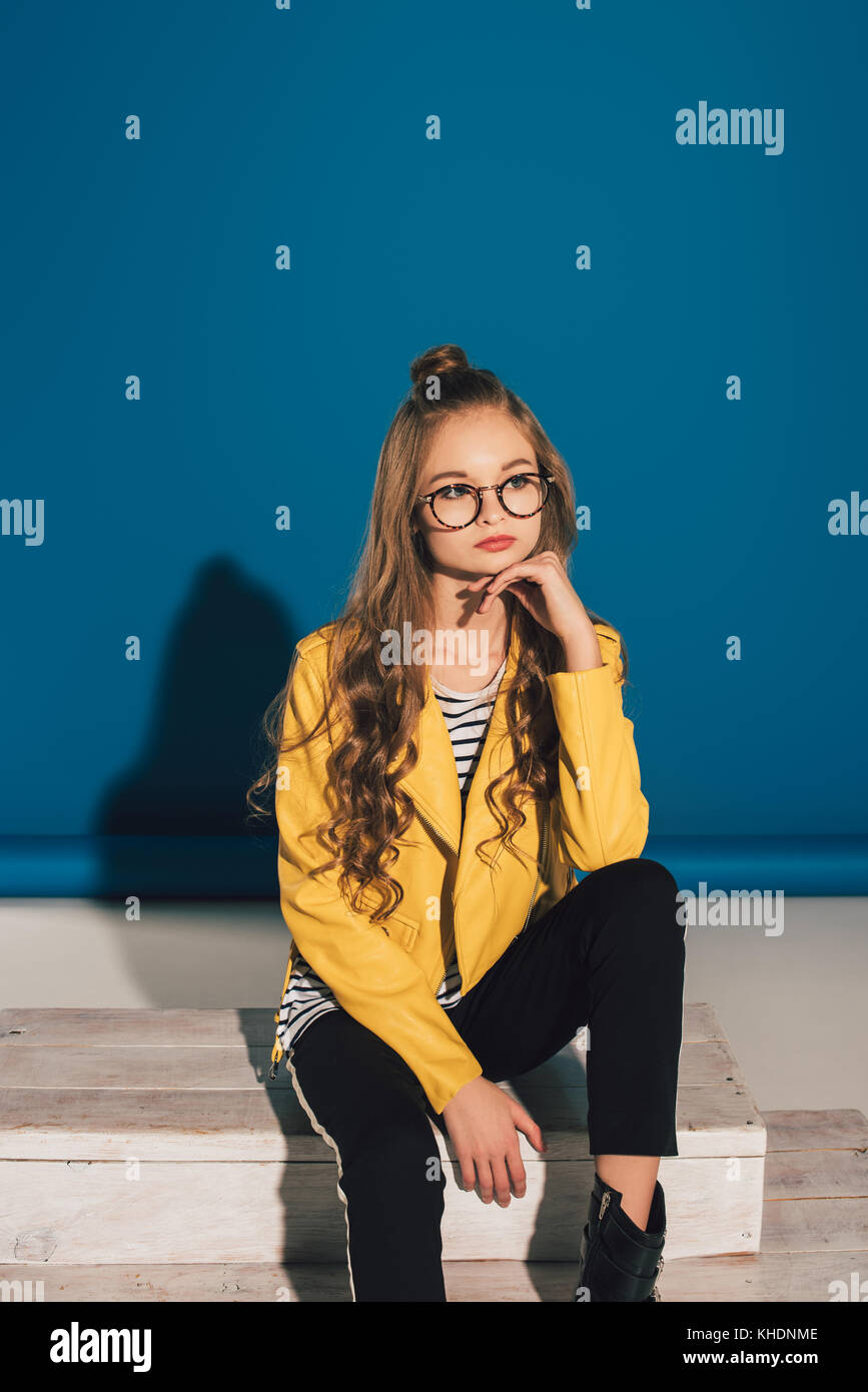 stylish girl in leather jacket Stock Photo - Alamy