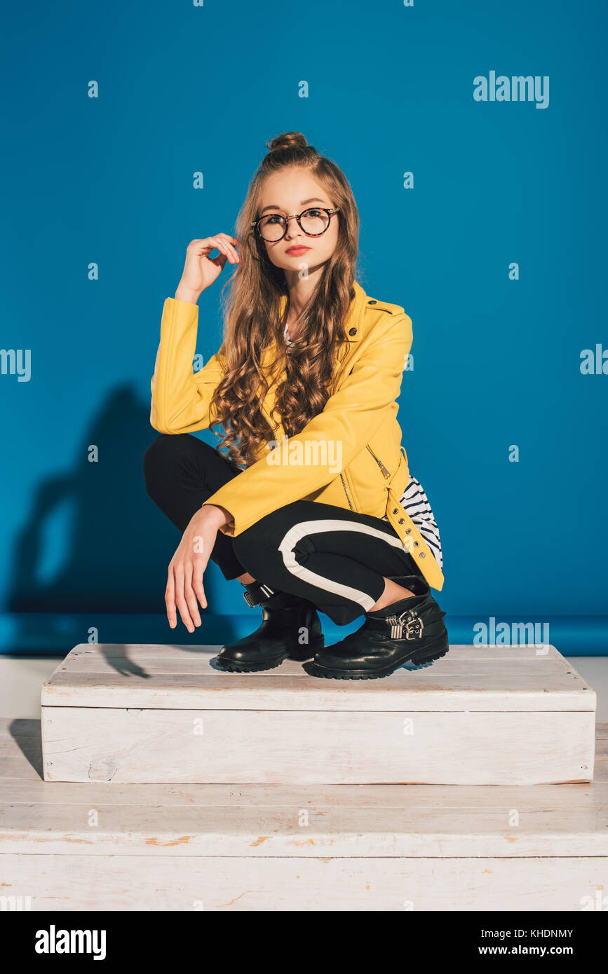 stylish girl in leather jacket Stock Photo - Alamy
