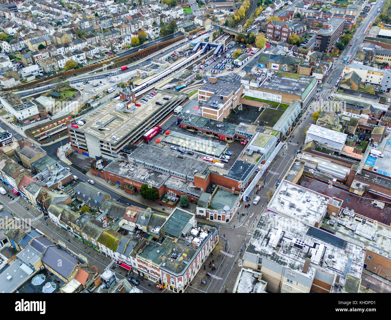 Aerial view of Thamesgate shopping centre, Gravesend, Kent, UK Stock ...