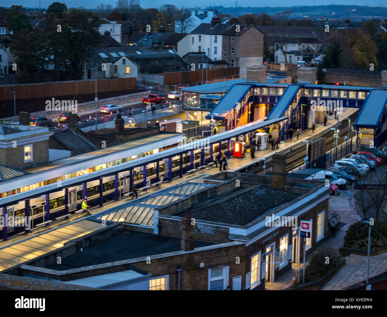 Gravesend train station aerial view, Kent, UK Stock Photo - Alamy