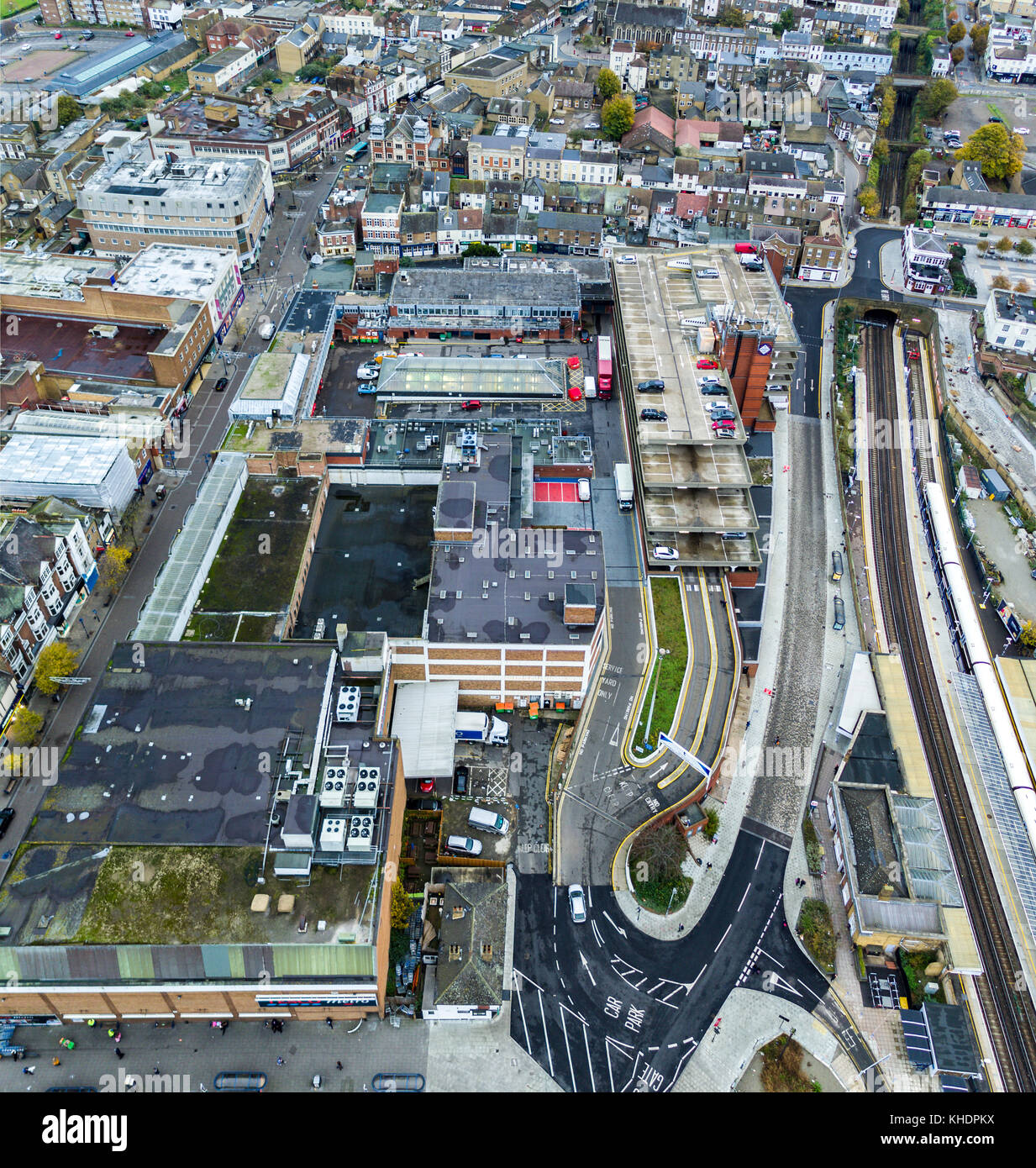 Aerial view of Thamesgate shopping centre, Gravesend, Kent, UK Stock ...