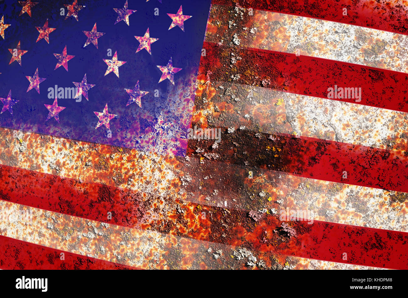 USA flag on rusty metal background texture Stock Photo - Alamy
