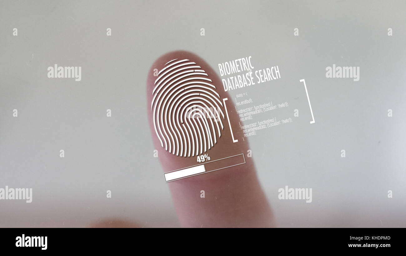 Fingerprint identification scaning for access with a close up view of ...