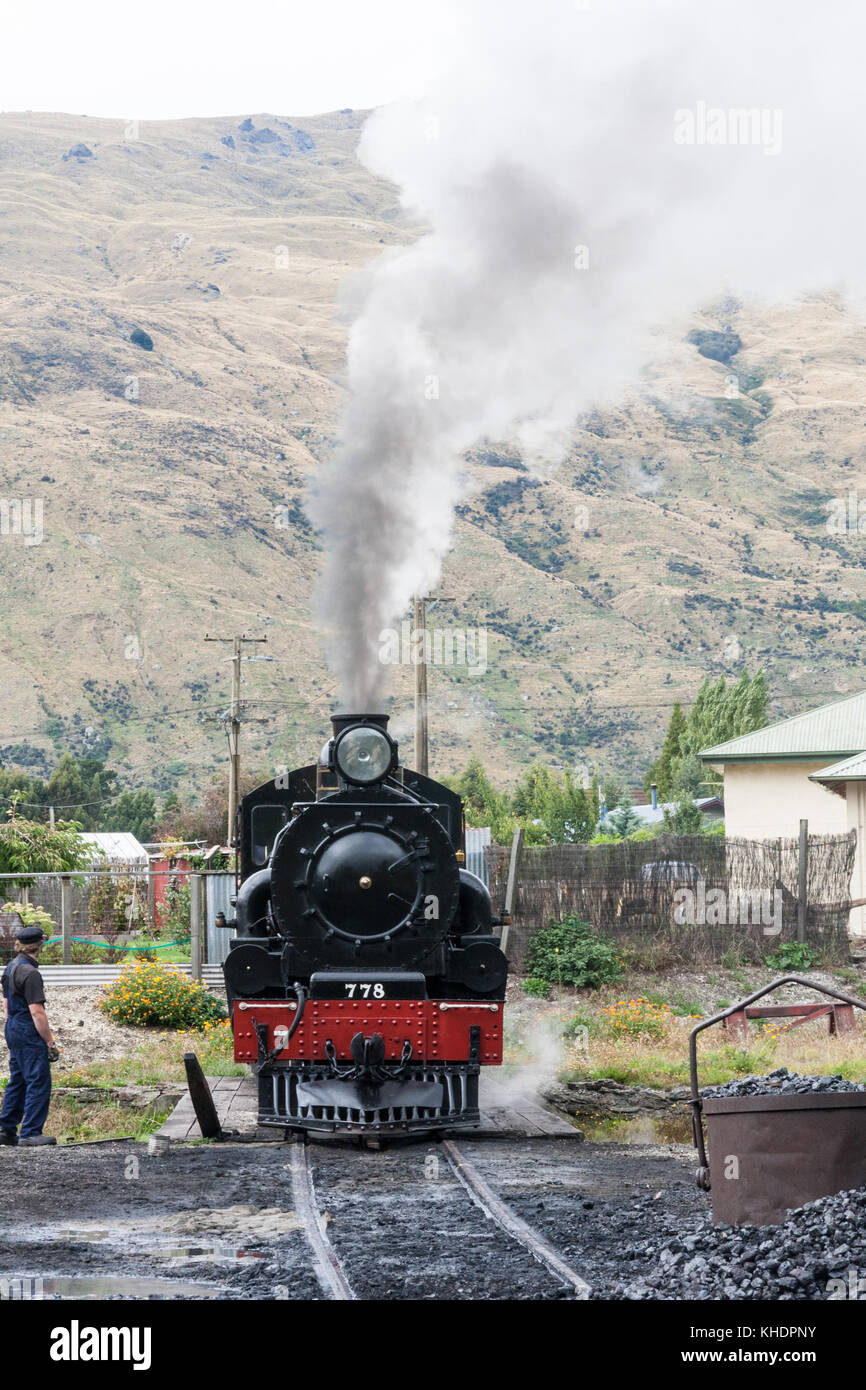 The Kingston Flyer, steam engine locomotive, South Island, New Zealand ...