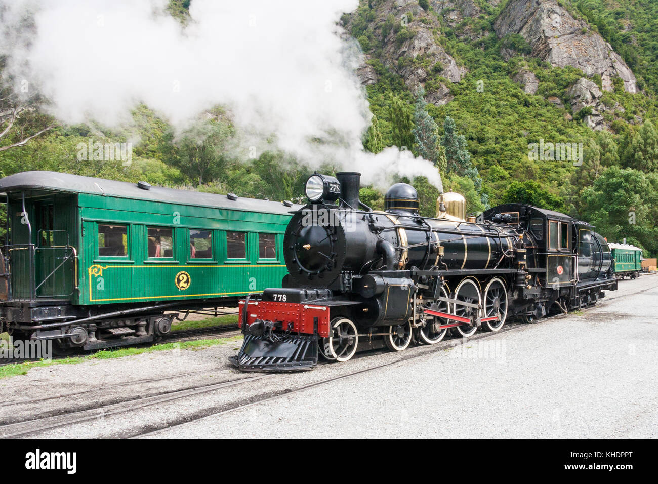 The Kingston Flyer, steam engine locomotive, South Island, New Zealand ...