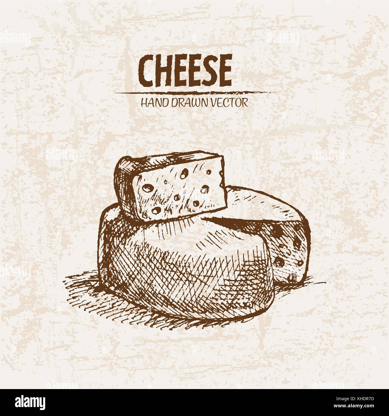 Digital vector detailed line art sliced cheese with slices hand drawn ...