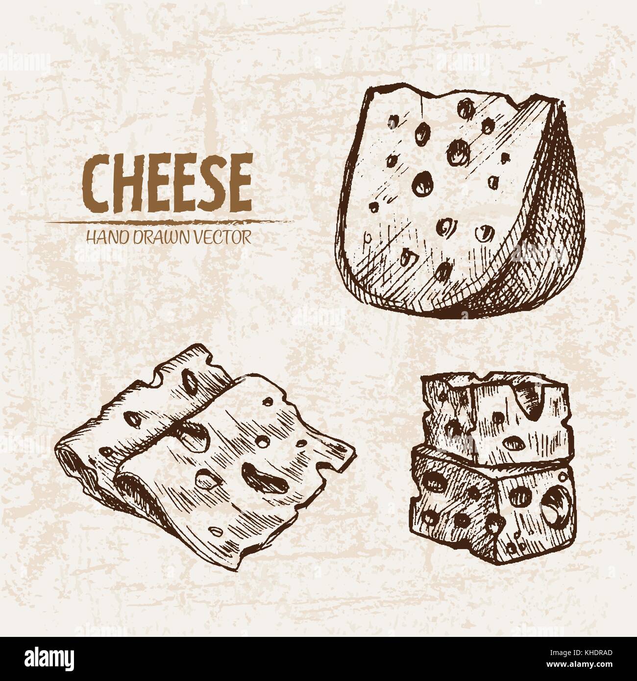 Digital vector detailed line art sliced cheese with holes hand drawn ...