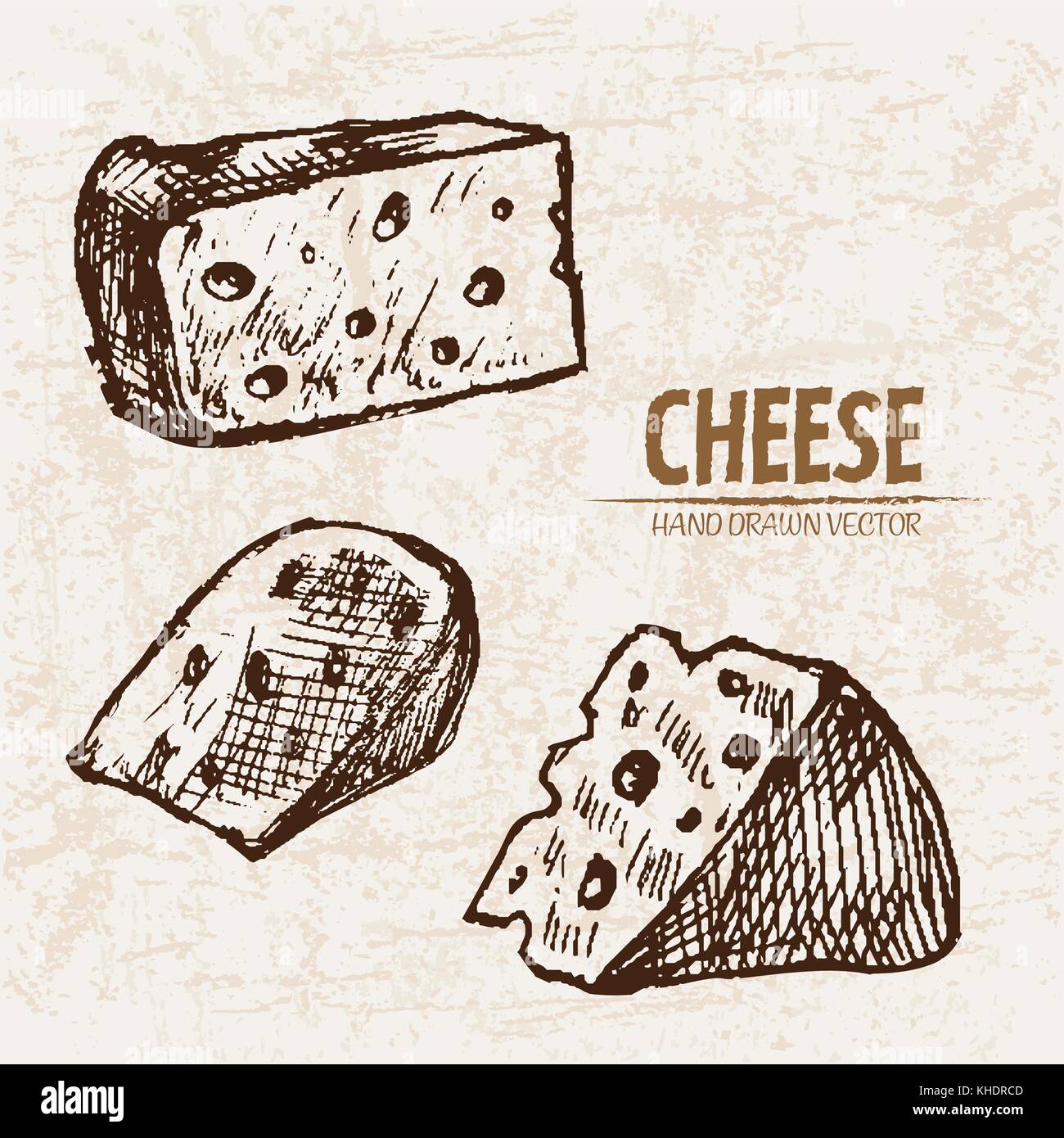 Digital vector detailed line art sliced cheese with holes hand drawn ...