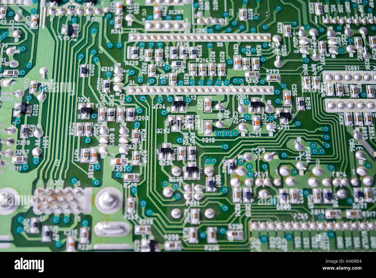 The computer electronic card with chips, microprocessors, transistors ...