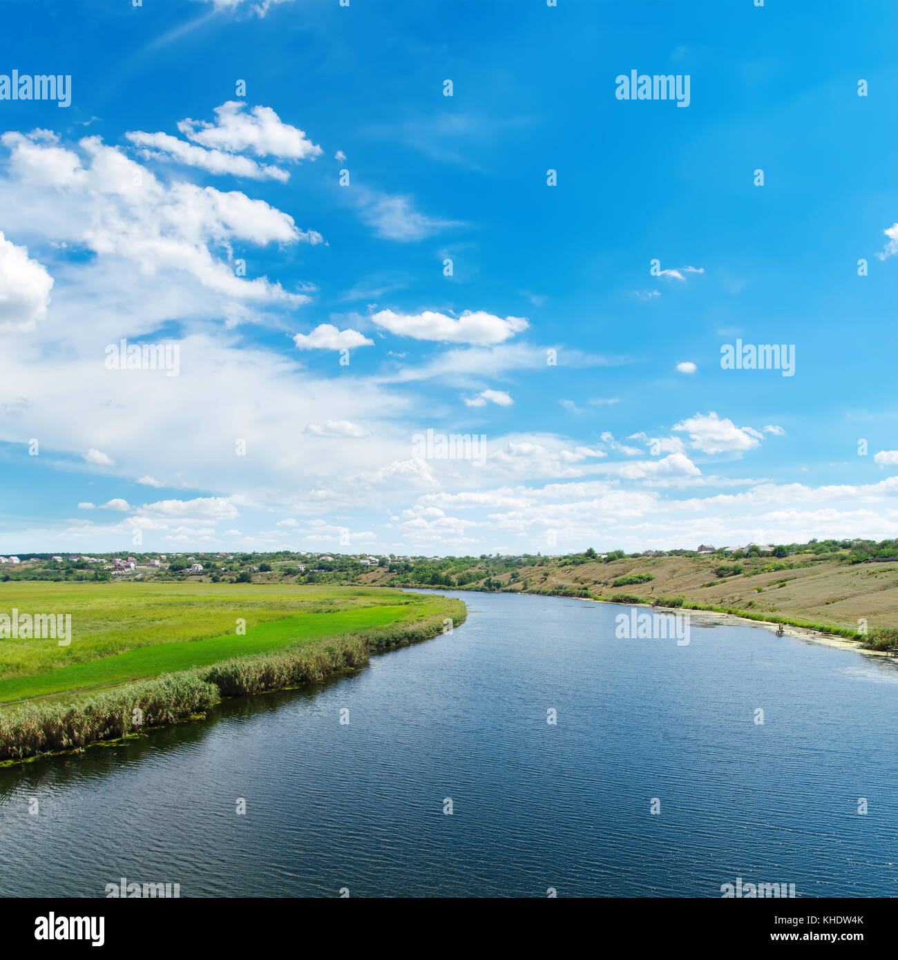 blue river and clouds on sky Stock Photo - Alamy