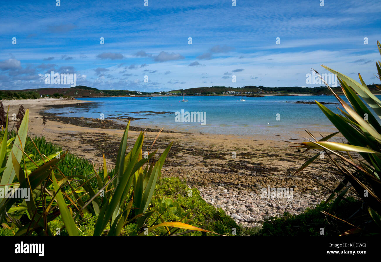 Church Quay on Island of Bryher looking toward Island of Tresco,Scilly ...
